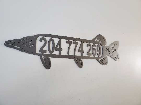 Custom DNR display | Fish house numbers | wheelhouse metal art wall de ...